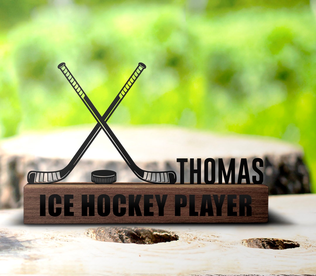 Custom Ice Hockey Stick Desk Name Plate Wedge Personalized Player Name ...