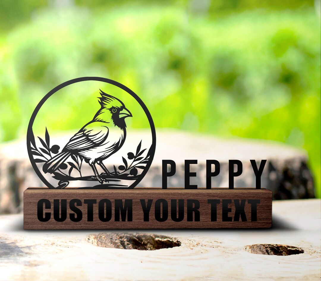 Custom Cardinal Bird Desk Name Plate Wedge Personalized Cardinal ...