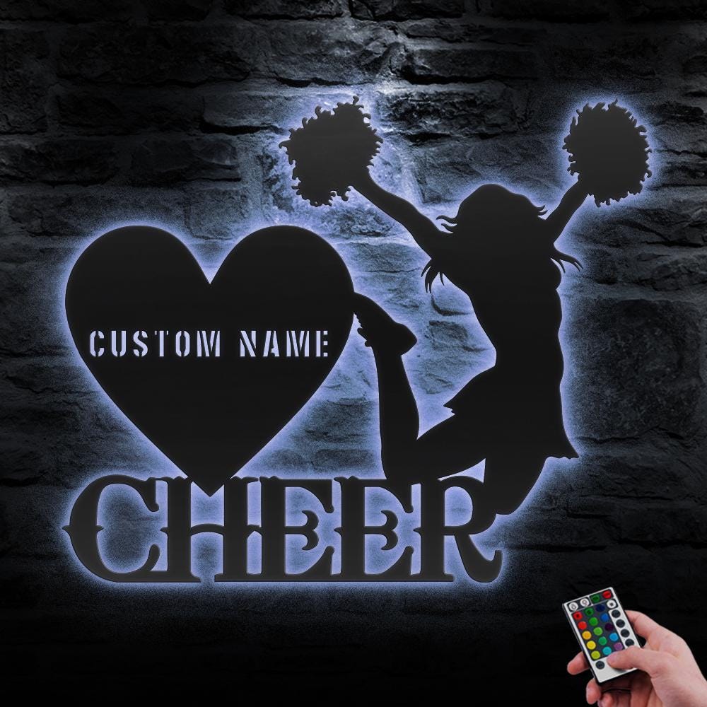Custom Girl Cheerleading Metal Wall Art LED Light Personalized Female ...