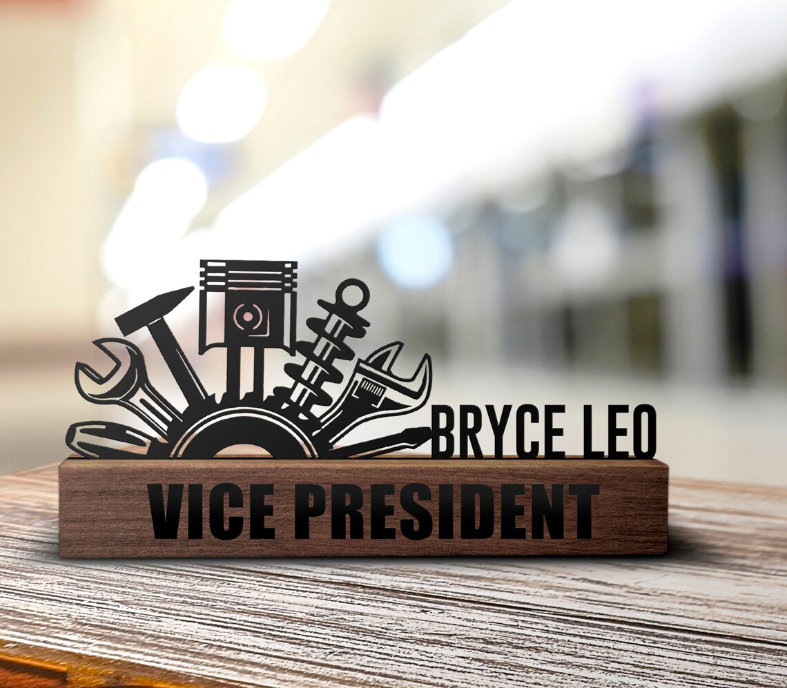 Custom Mechanic Desk Name Plate Wedge Personalized Mechanic Gift ...