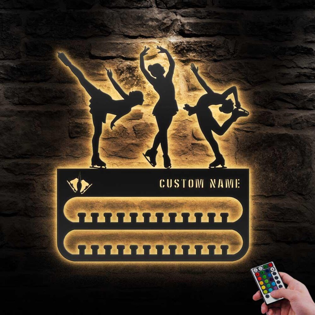Custom Figure Skater Medal Hanger With Led Light Ice Skating Medal ...