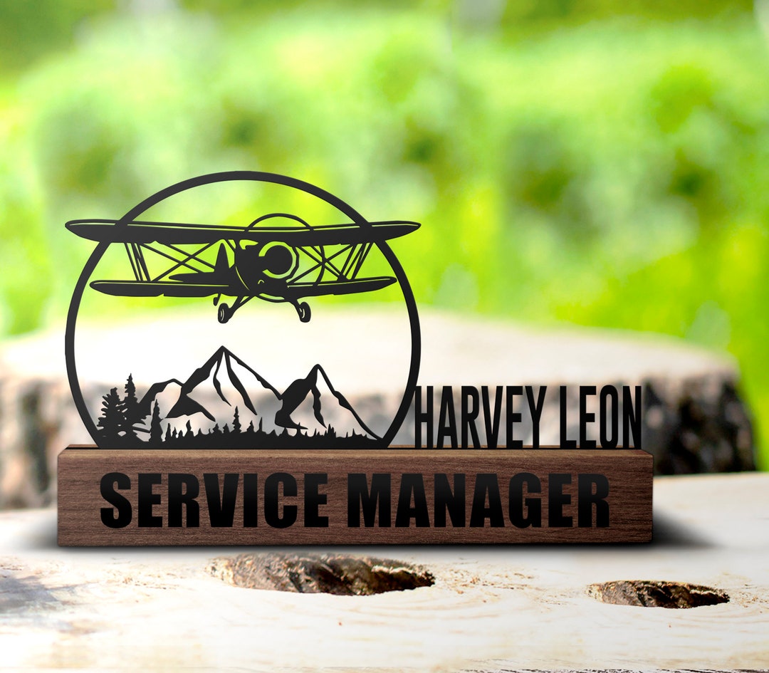 Custom Airplane Desk Name Plate Wedge Personalized Pilot Nameplate ...