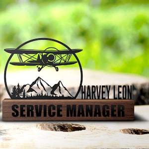 Custom Airplane Desk Name Plate Wedge Personalized Pilot Nameplate ...