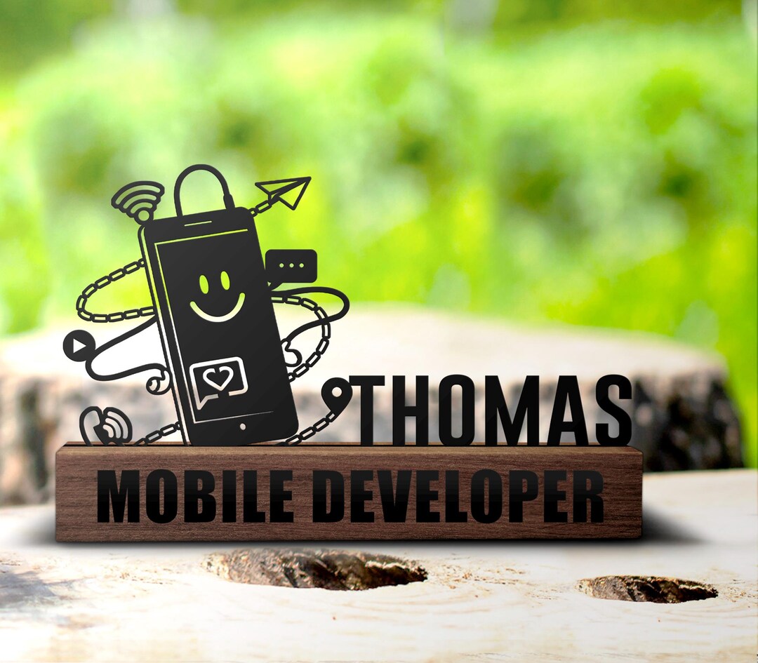 Custom Mobile Application Developer Desk Name Plate Wedge Personalized ...