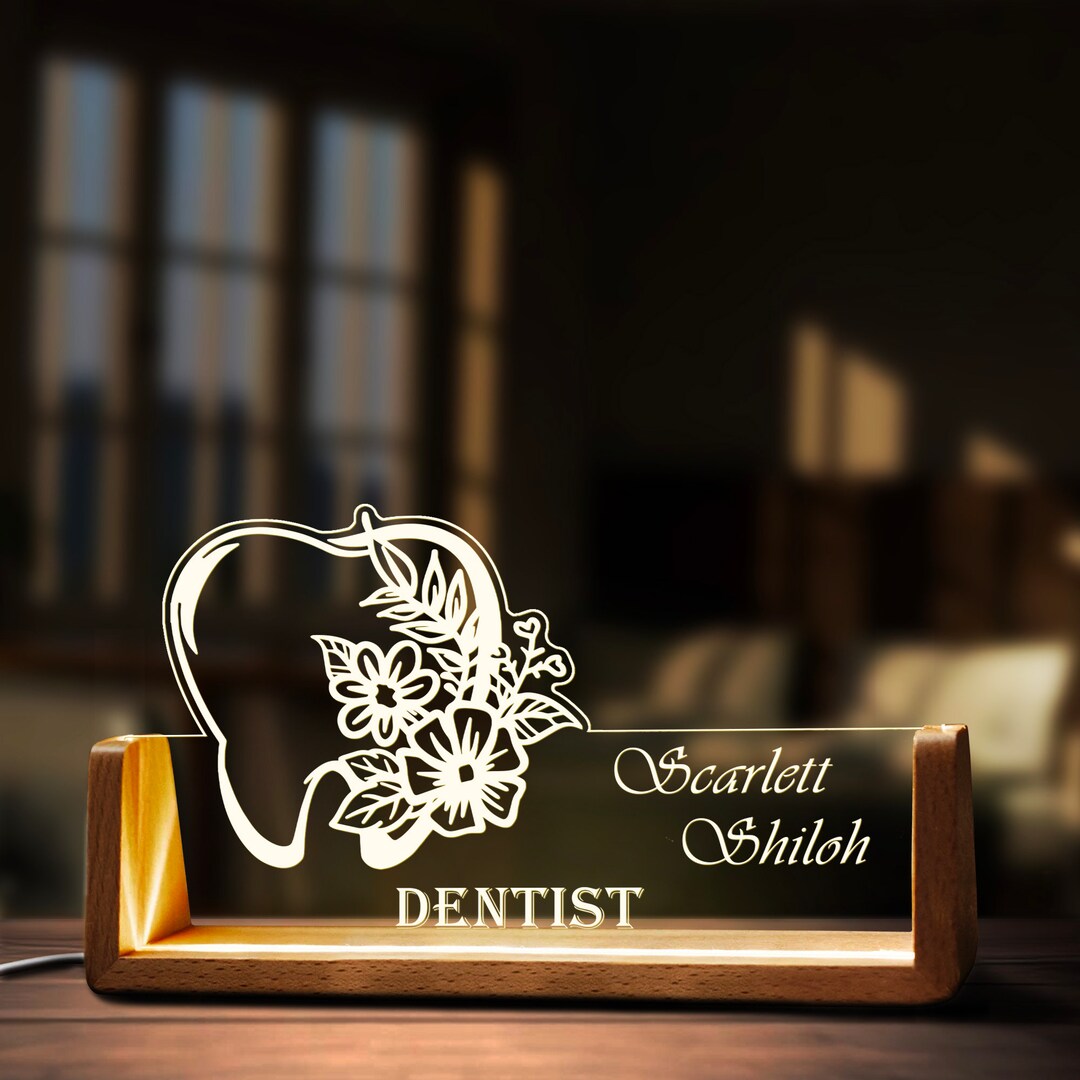 Custom Dentist Desk Name Plate Personalized Dentist Gift LED Light ...