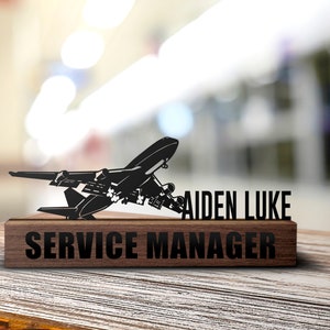 Custom Airplane Desk Name Plate Wedge Personalized Pilot Nameplate ...