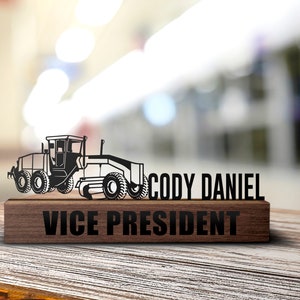 Custom Road Grader Truck Desk Name Plate Wedge Personalized ...