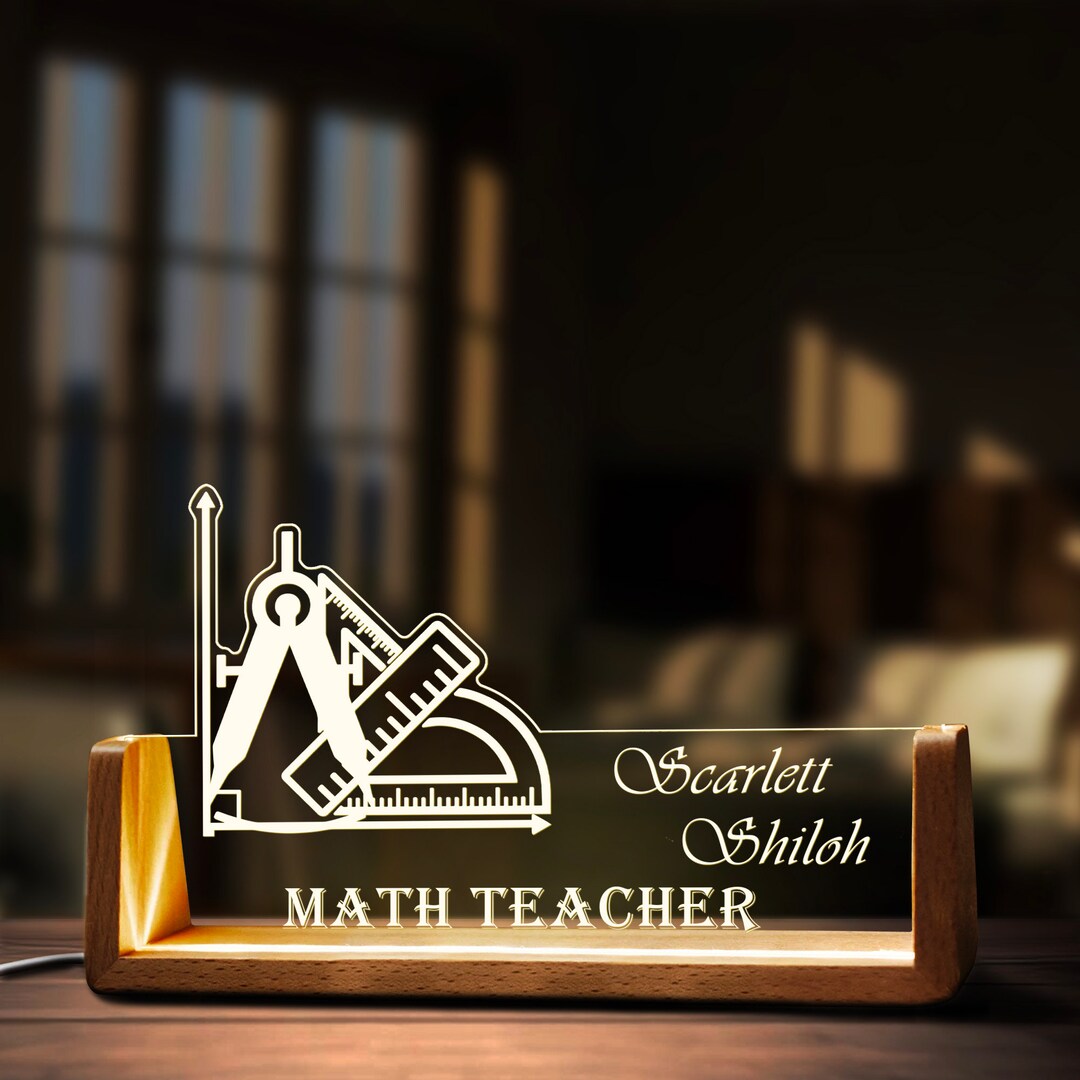 Custom Math Teacher Desk Name Plate Personalized Gifts for Teachers LED ...