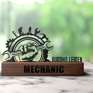 Custom Mechanic Desk Name Plate Wedge Personalized Mechanic Gift ...
