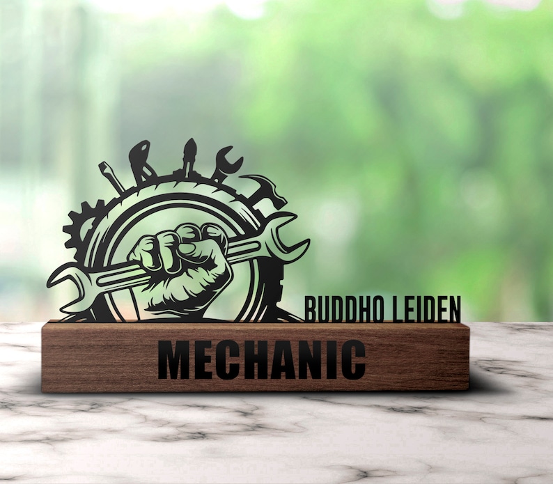 Custom Mechanic Desk Name Plate Wedge Personalized Mechanic Gift ...