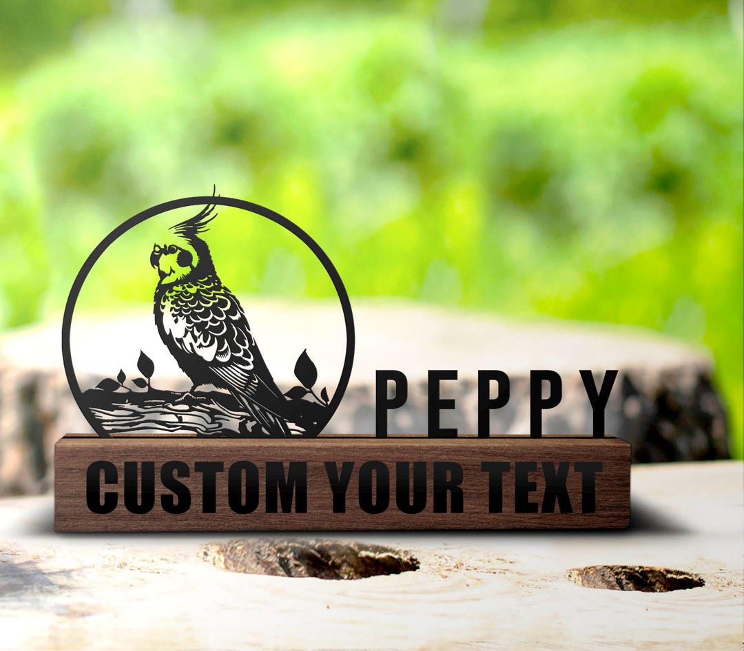 Custom Cockatiel Bird Desk Name Plate Wedge Personalized Parrot ...