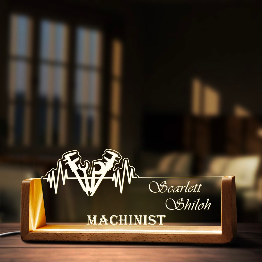 Custom Machinist Desk Name Plate Personalized Machine Repairman LED ...
