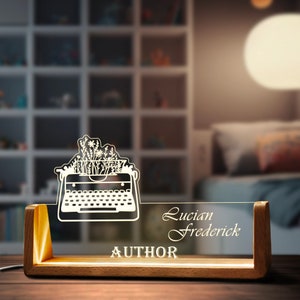 Custom Writer Desk Name Plate Personalized Writing Author LED Light ...