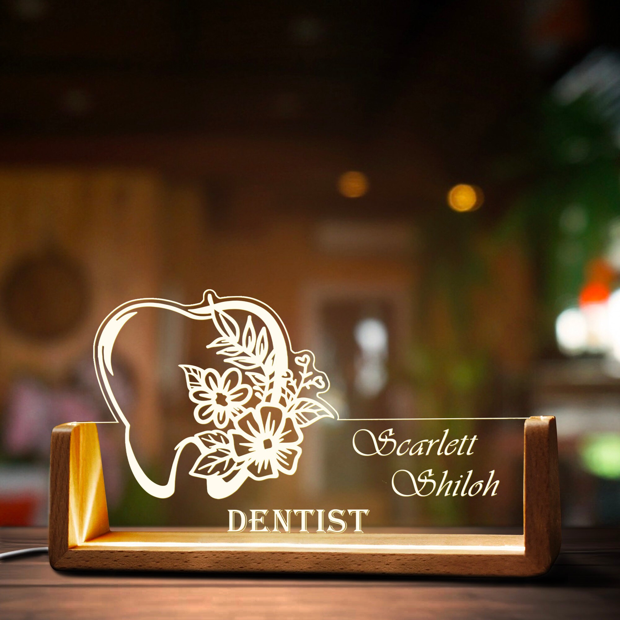 Custom Dentist Desk Name Plate Personalized Dentist Gift LED Light ...