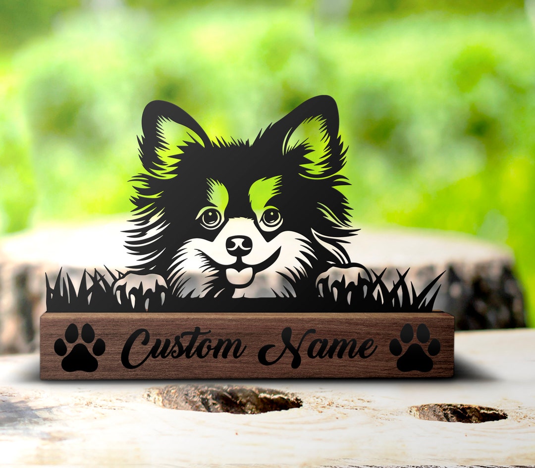 Custom Pomeranian Dog Desk Name Plate Wedge Personalized Peeking Dog ...