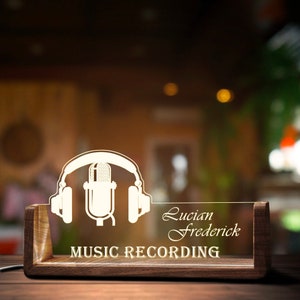 Custom Music Recording Desk Name Plate Personalized Producer LED Light ...