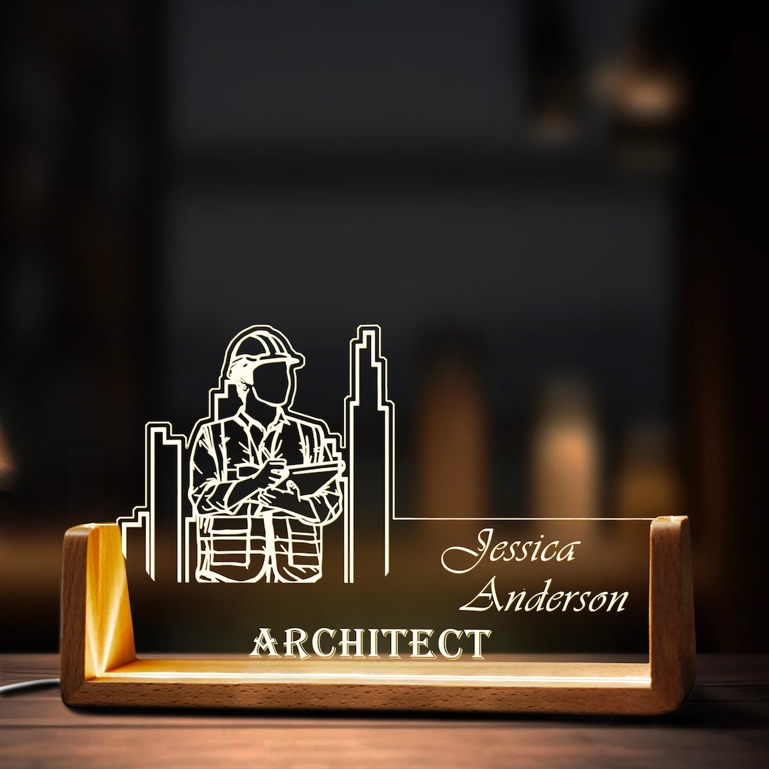 Custom Architect Desk Name Plate Personalized Architecture LED Light ...
