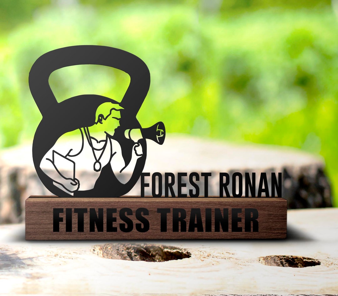 Custom Fitness Trainer Desk Name Plate Wedge Personalized Nameplate ...