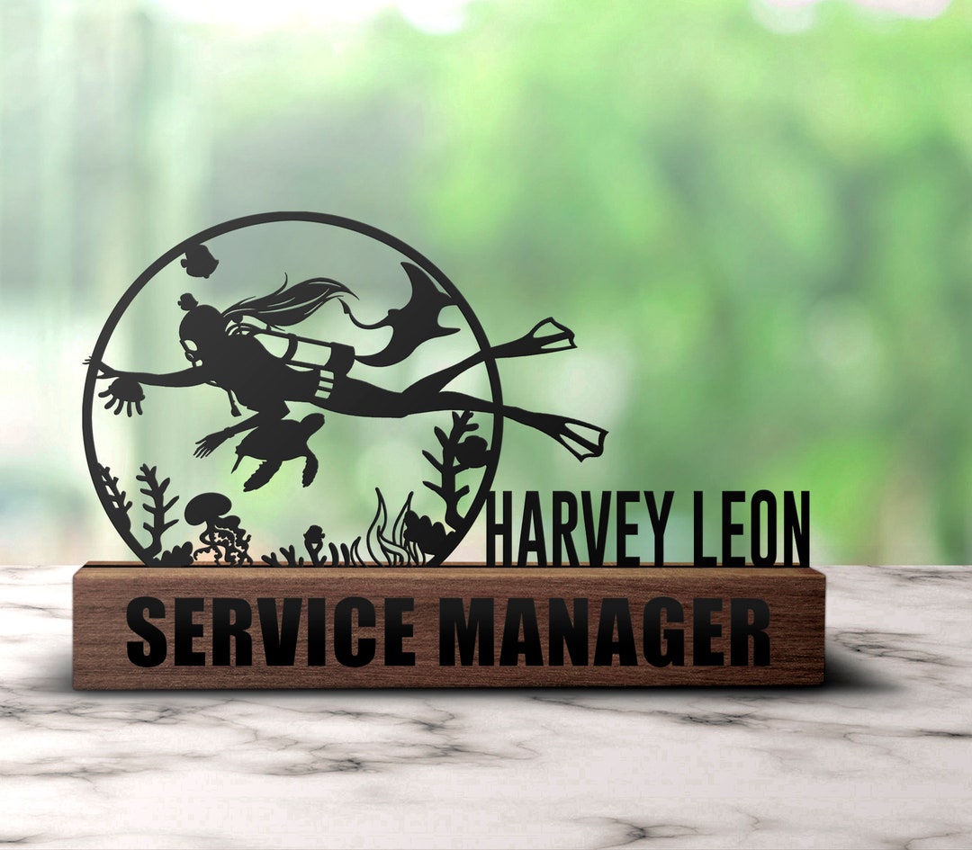 Custom Scuba Diving Desk Name Plate Wedge Personalized Scuba Diver ...