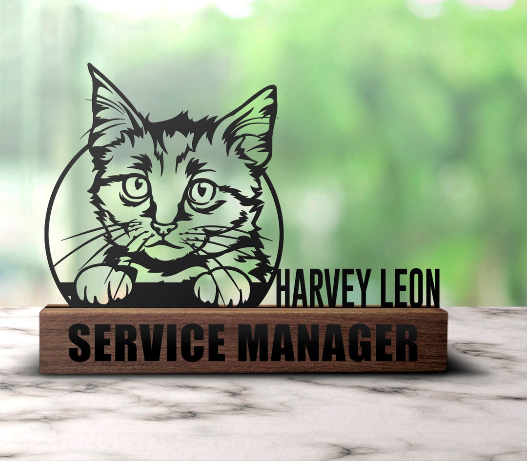 Custom Cute Cat Desk Name Plate Wedge Personalized Funny Kitten ...