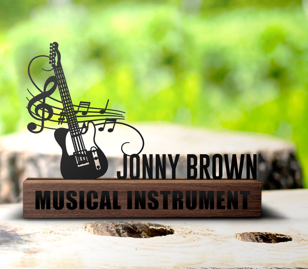 Custom Electric Guitar Instrument Desk Name Plate Wedge Personalized ...