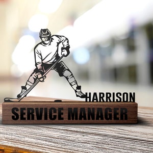 Custom Ice Hockey Desk Name Plate Wedge Personalized Player Name ...