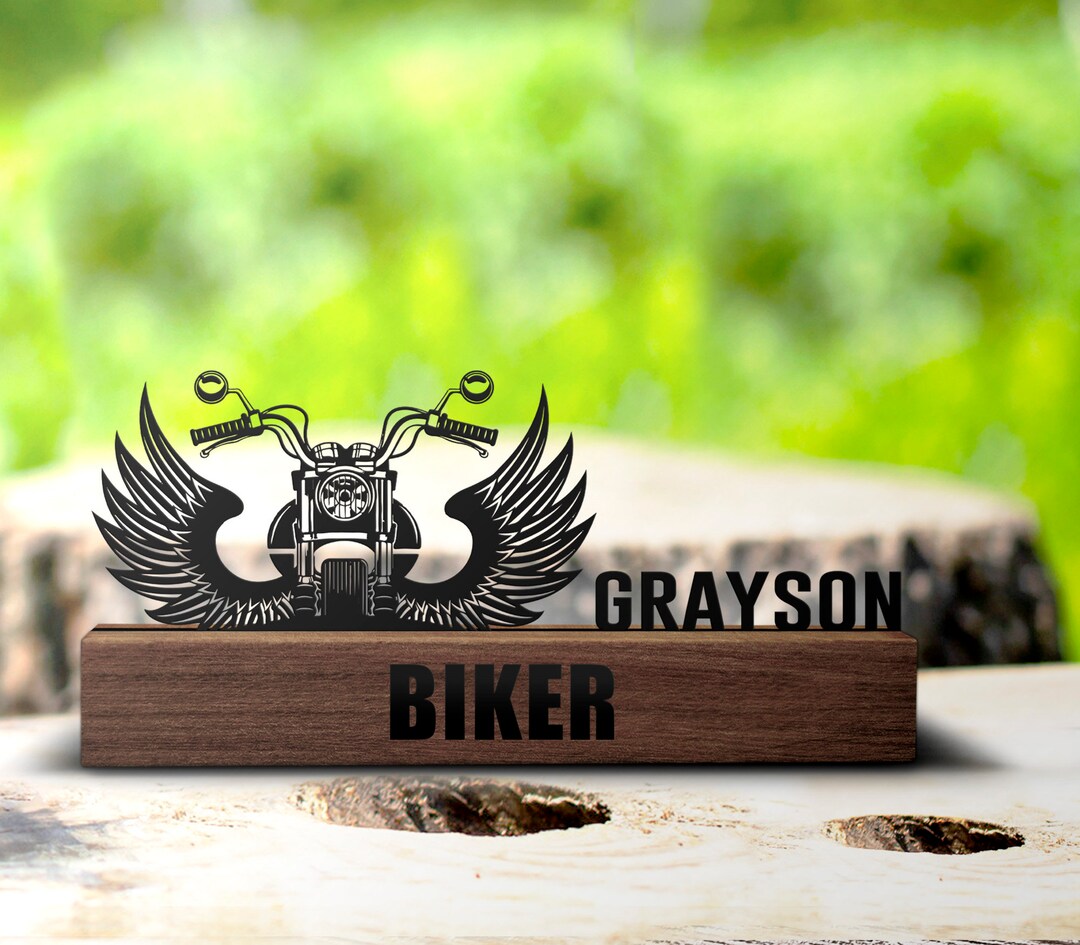 Custom Motorcycle Desk Name Plate Wedge, Personalized Biker Gift ...