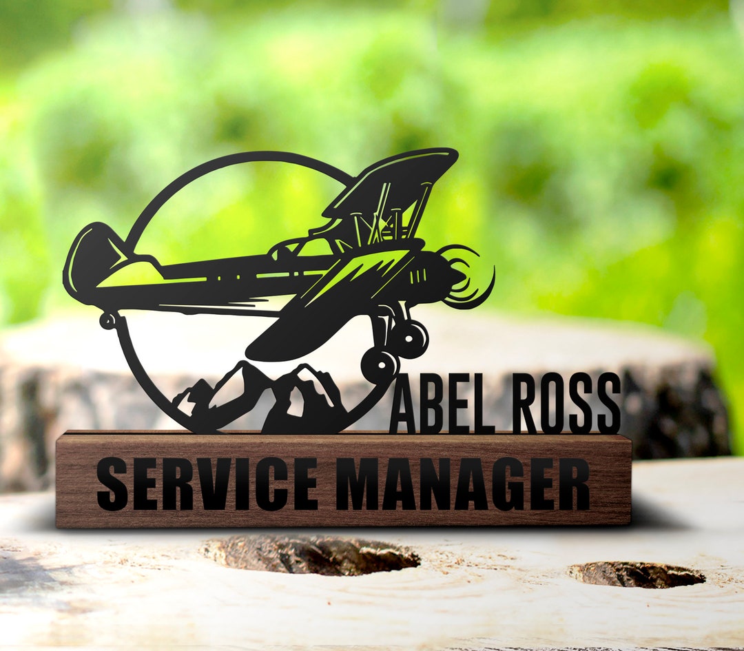 Custom Airplane Desk Name Plate Wedge Personalized Pilot Nameplate ...