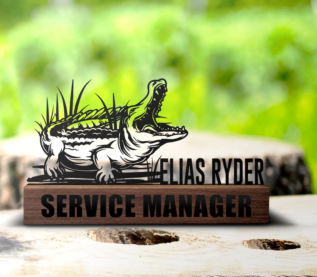 Custom Crocodile Desk Name Plate Wedge, Personalized Aligator Wild ...