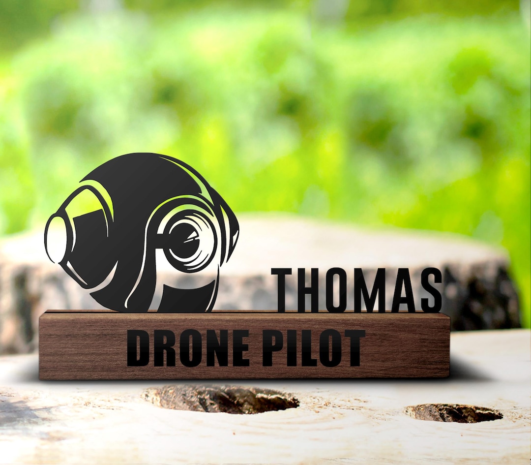 Custom Drone Pilot Desk Name Plate Wedge Personalized Drone Nameplate ...