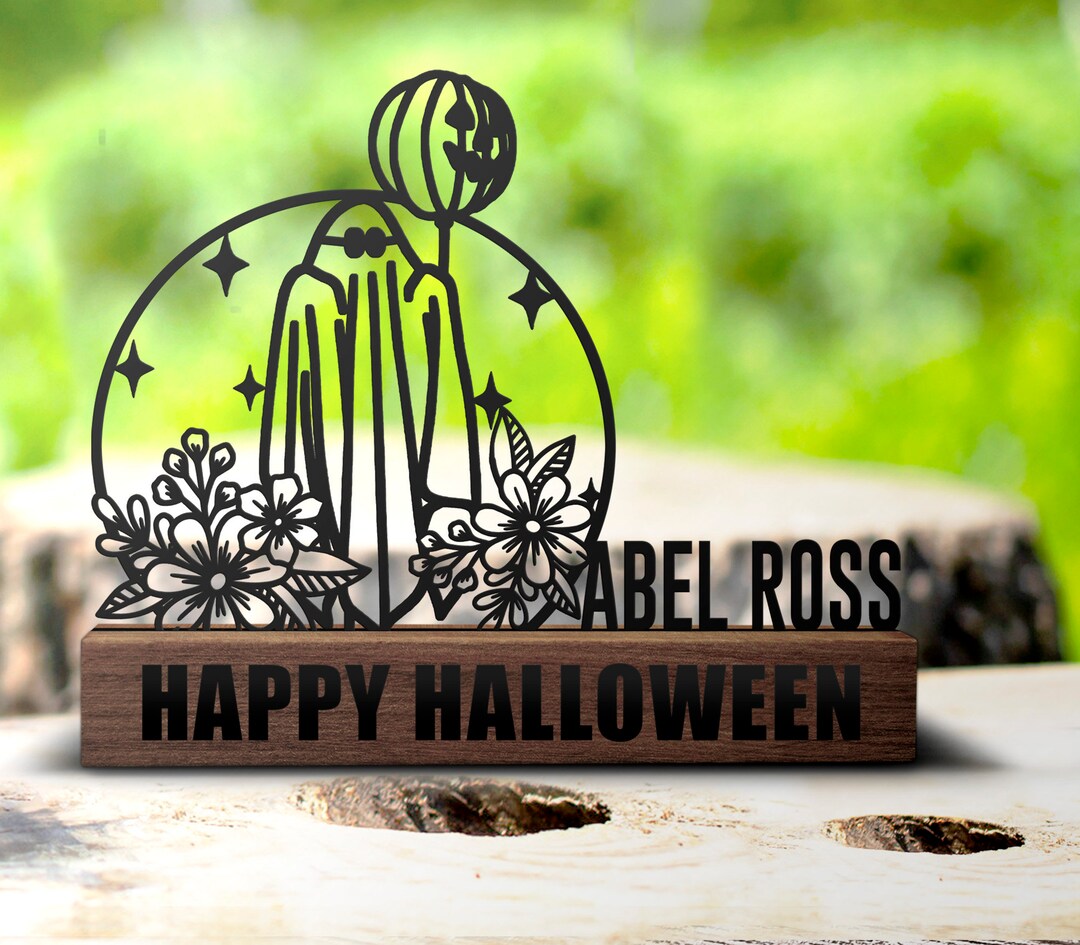 Custom Halloween Desk Name Plate Wedge Personalized Ghost Nameplate ...