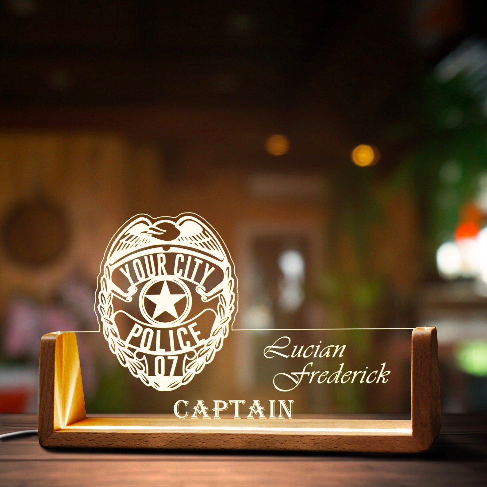 Custom Police Desk Name Plate Personalized Law Enforcementr LED Light ...