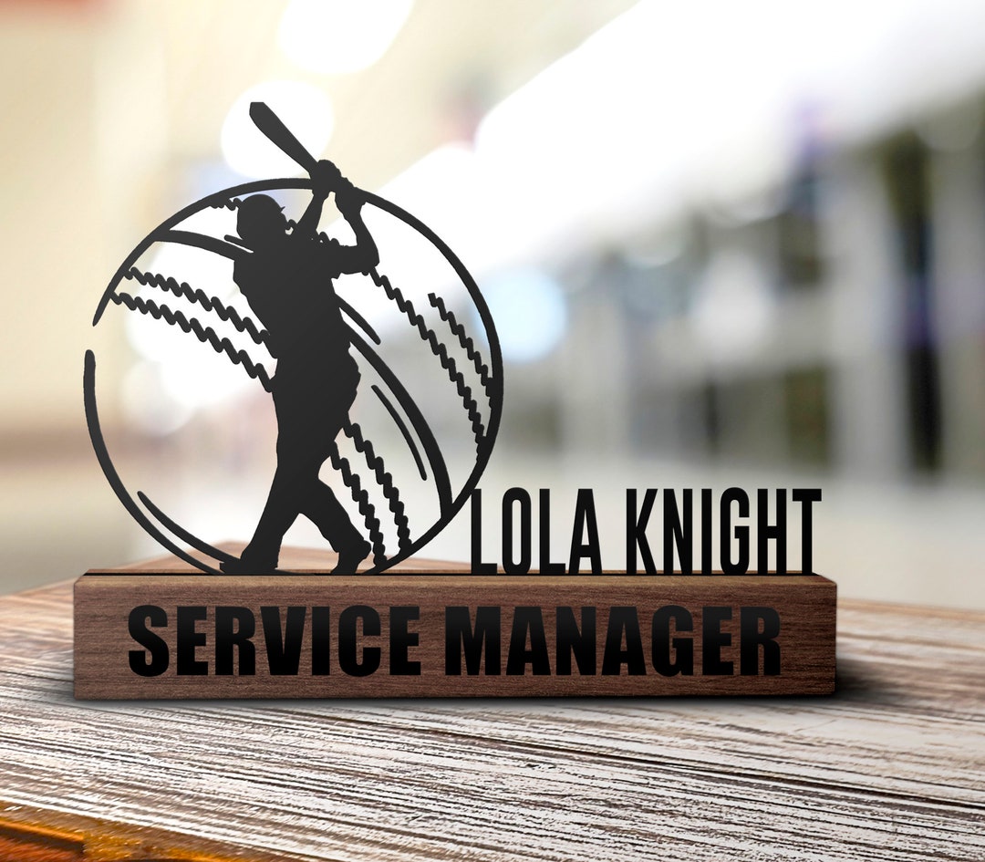 Custom Cricket Desk Name Plate Wedge Personalized Cricket Player ...