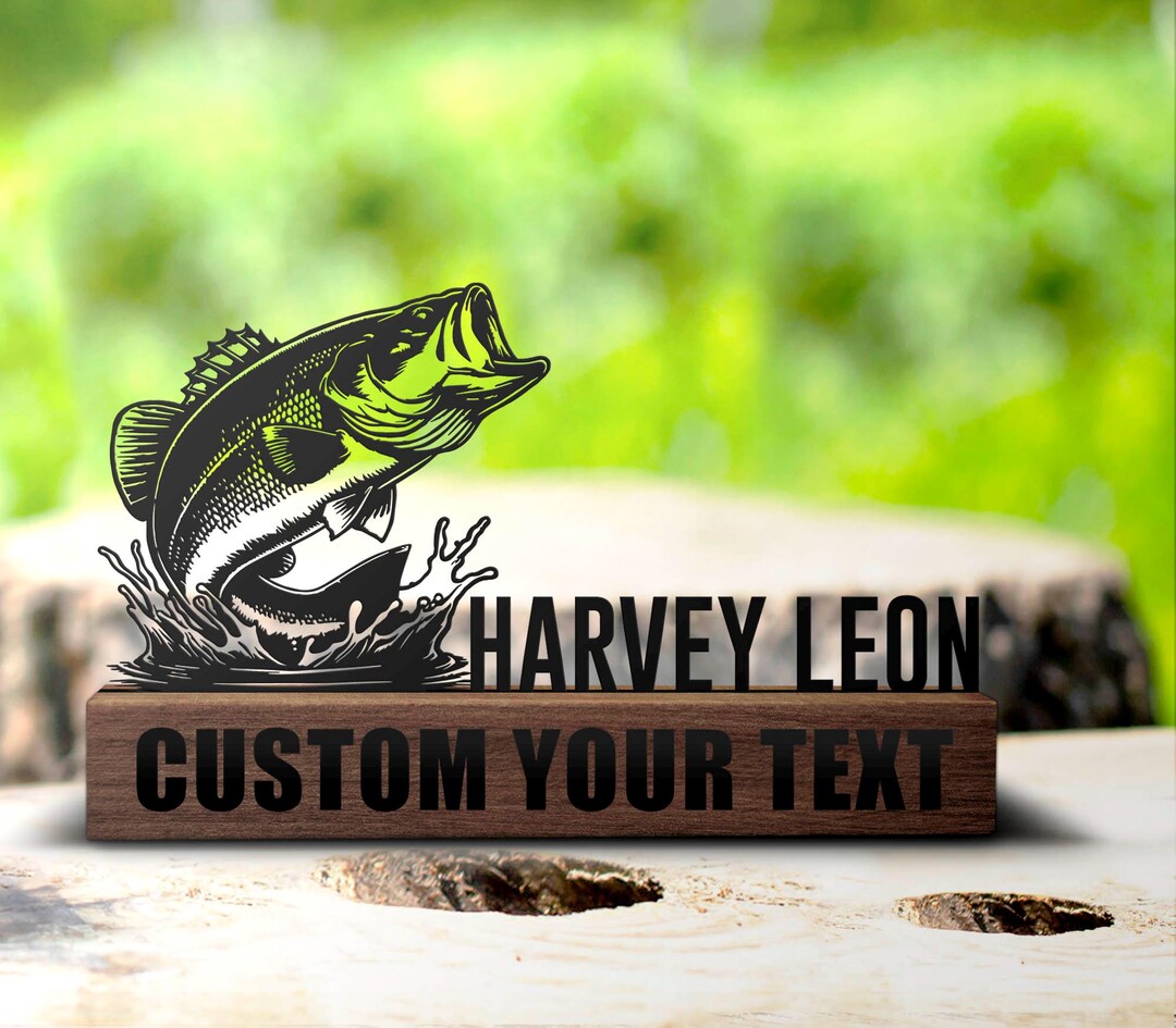 Custom Largemouth Bass Fish Desk Name Plate Wedge Personalized Fisher ...