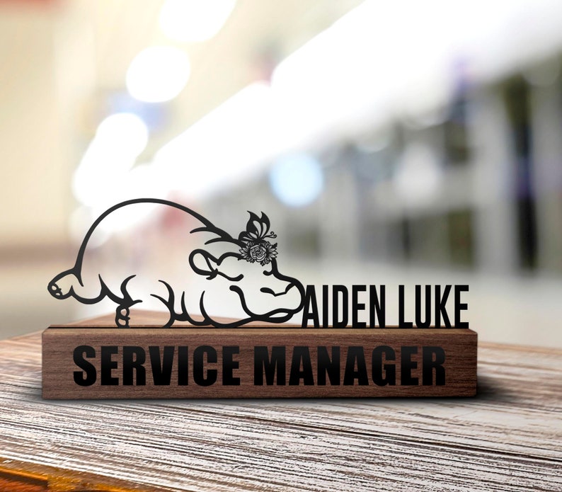 Custom Hippo Desk Name Plate Wedge Personalized Nameplate - Etsy