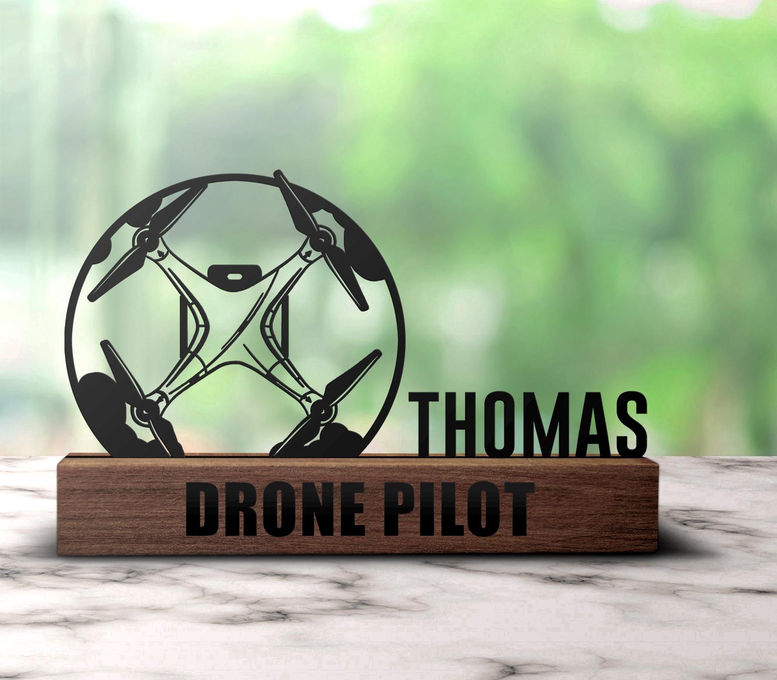 Custom Drone Pilot Desk Name Plate Wedge Personalized Drone Nameplate ...