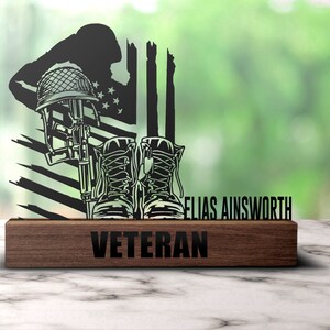 Custom Soldier Military Desk Name Plate Wedge Personalized Veteran ...