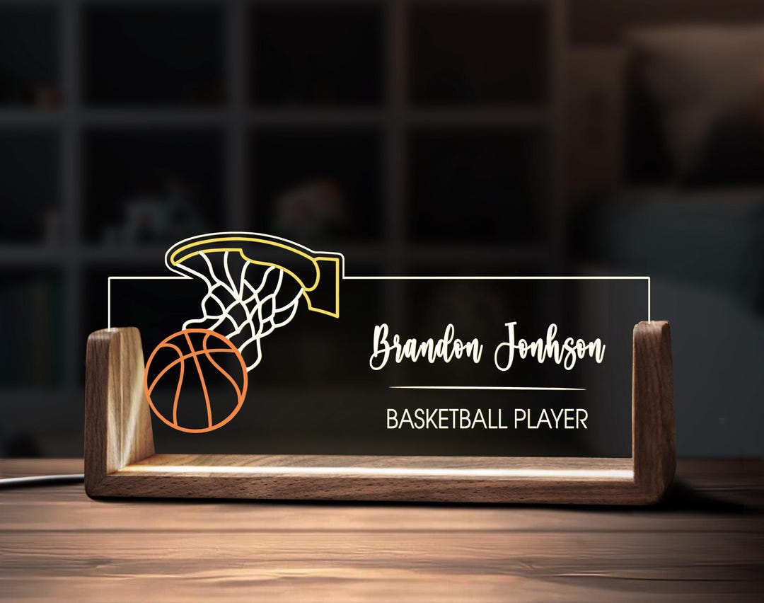 Custom Basketball Player Desk Name Plate Personalized Coach Gift LED ...