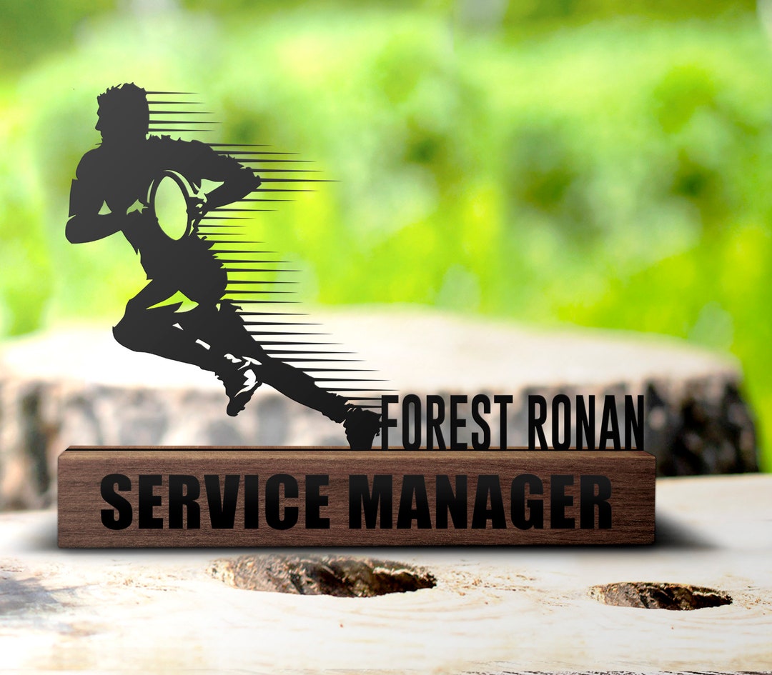 Custom Rugby Union Sport Desk Name Plate Wedge Personalized Player ...