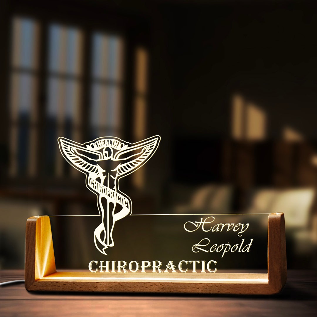 Custom Chiropractic Desk Name Plate Personalized Chiropractor LED Light ...