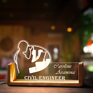 Custom Civil Engineer Desk Name Plate Personalized Engineering LED ...