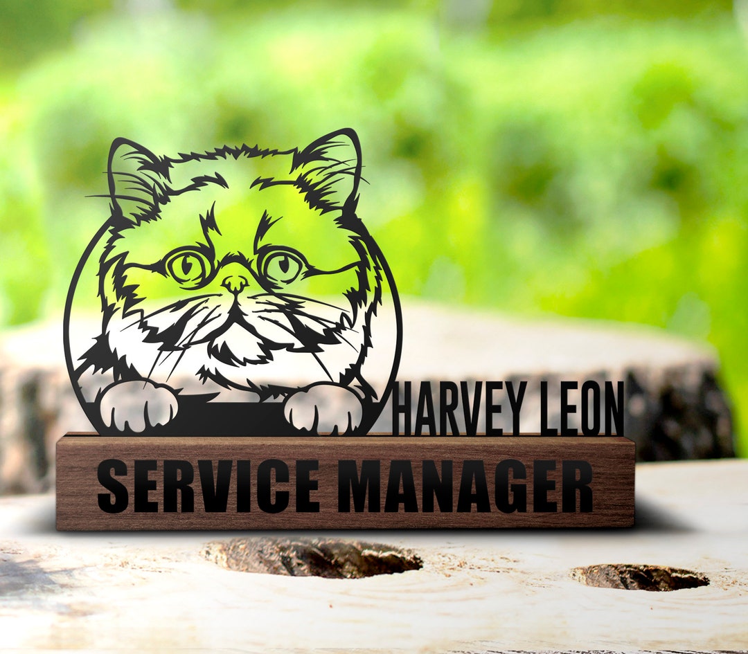 Custom Cute Cat Desk Name Plate Wedge Personalized Funny Kitten ...