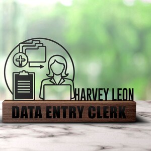 Custom Data Entry Clerk Desk Name Plate Wedge Personalized Nameplate ...