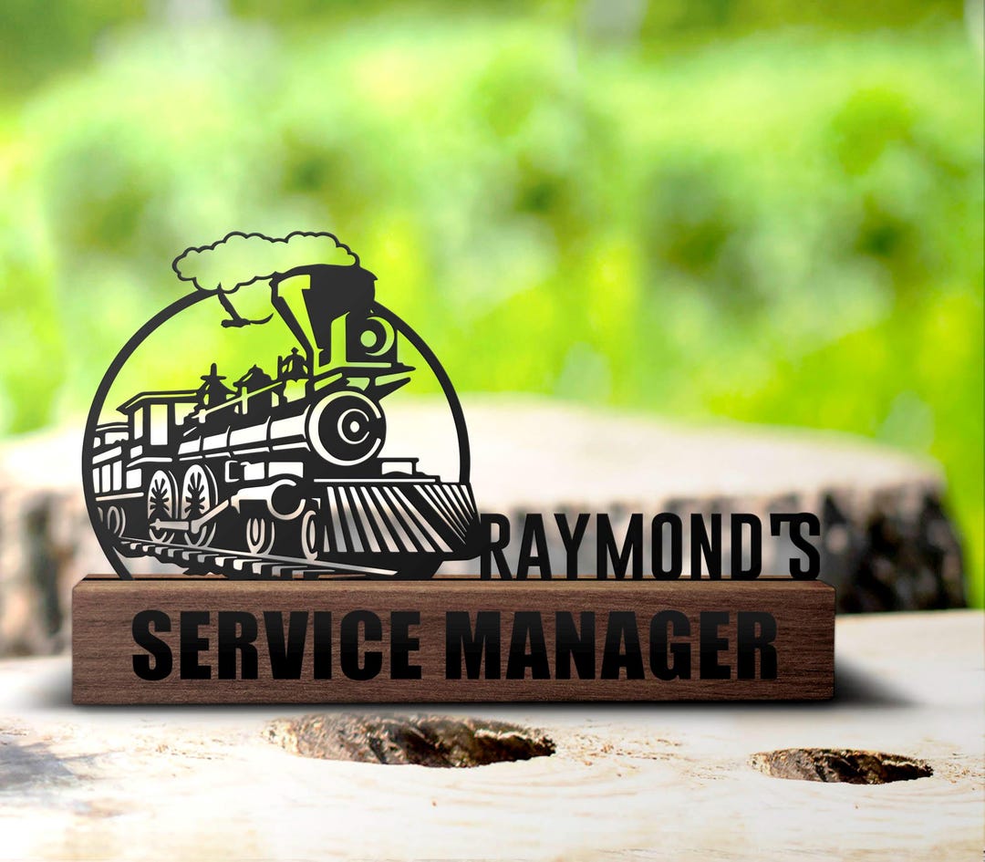 Custom Steam Engine Train Locomotive Desk Name Plate Wedge Personalized ...