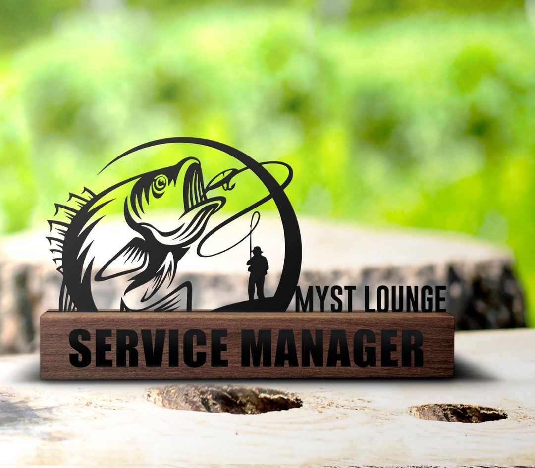 Custom Fishing Desk Name Plate Wedge Personalized Fisher Nameplate ...