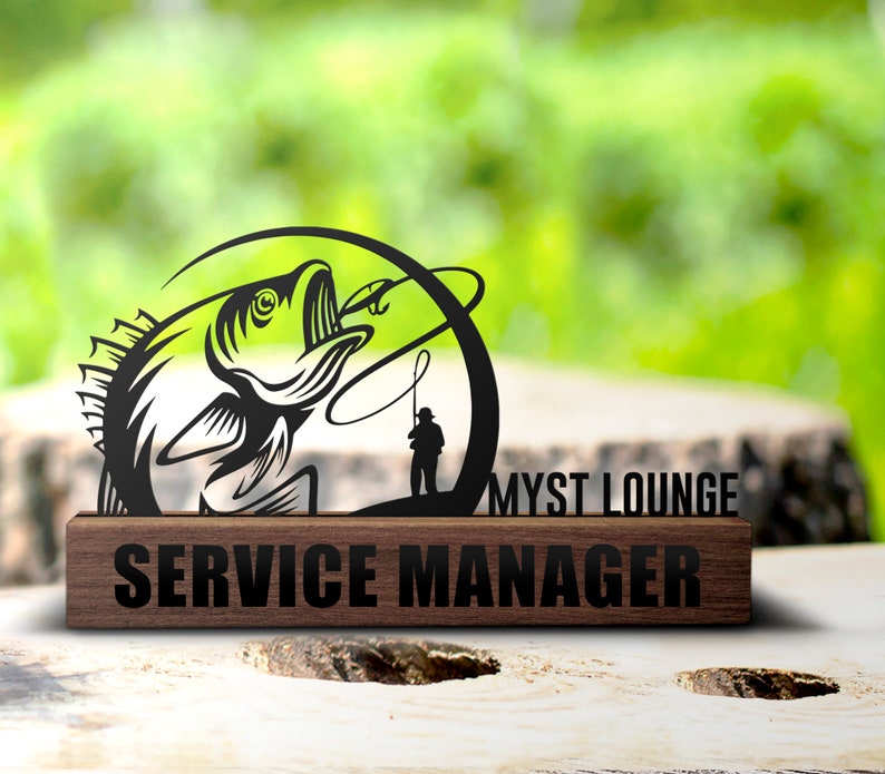 Custom Fishing Desk Name Plate Wedge Personalized Fisher Nameplate ...