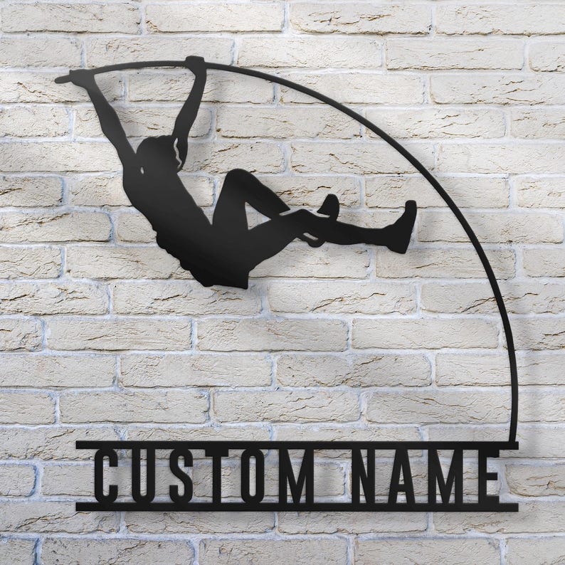 Custom Man Pole Vault Metal Wall Art LED Light Personalized Male Pole ...