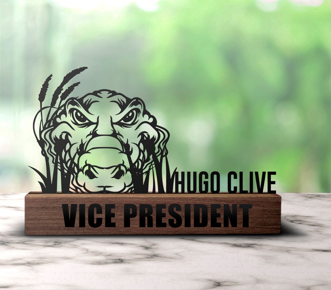 Custom Crocodile Desk Name Plate Wedge, Personalized Aligator Wild ...