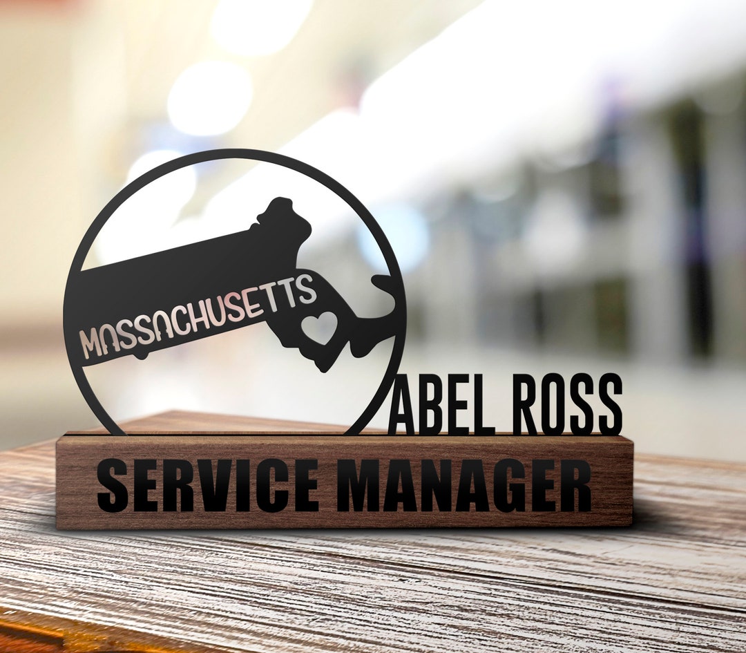 Custom Massachusetts Map Desk Name Plate Wedge, Personalized Born in ...