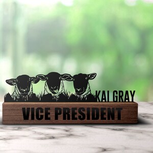 Custom Sheep Desk Name Plate Wedge, Personalized Lamb Farmhouse ...
